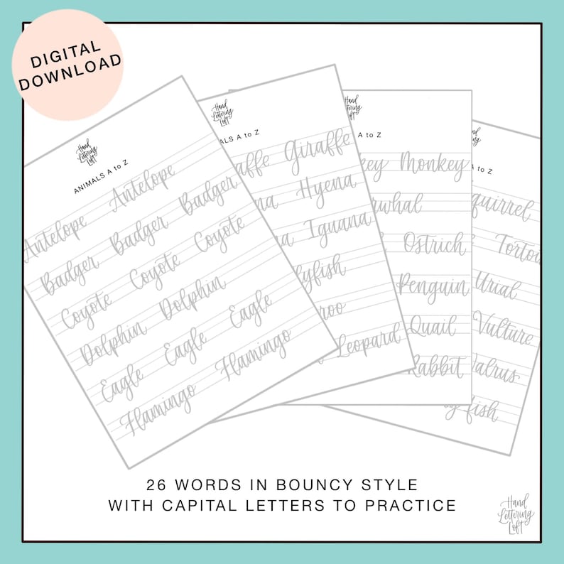 Bounce Lettering Practice Sheets Digital Download Learn - Etsy