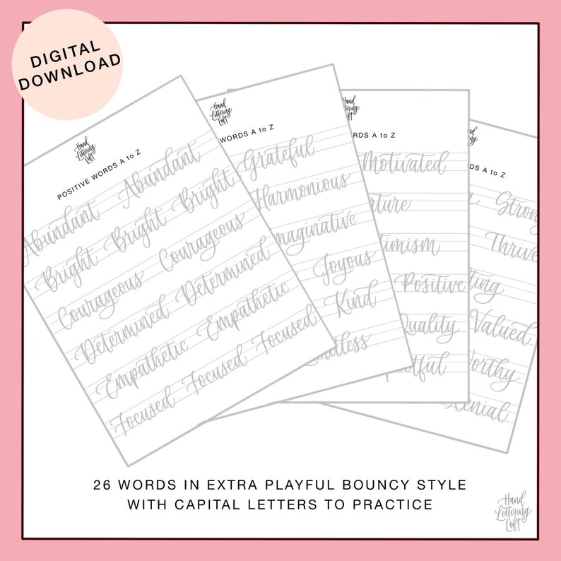 Playful Bounce Lettering Practice Sheets Digital Download - Etsy