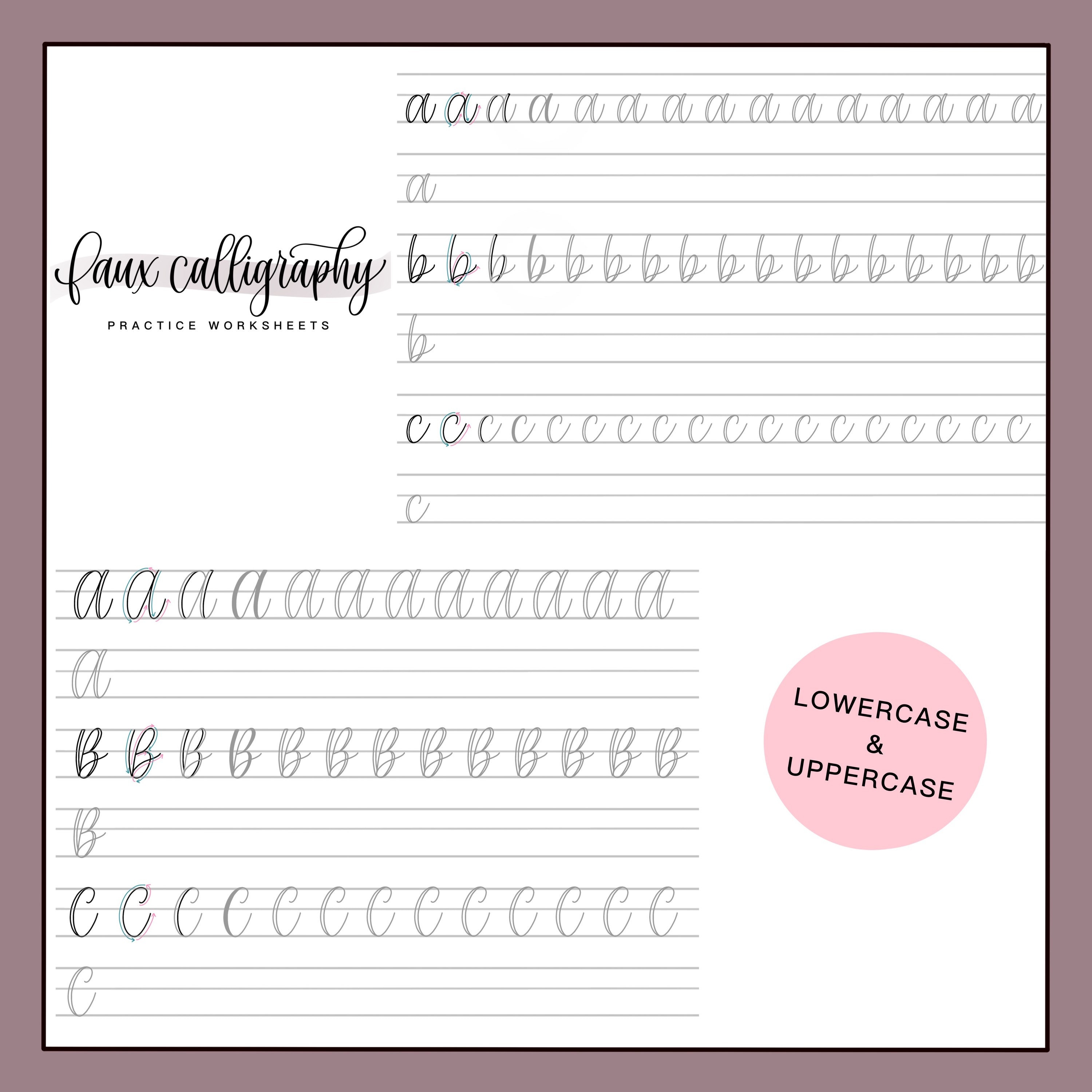 Faux Calligraphy for Beginners Intro to Lettering Practice - Etsy