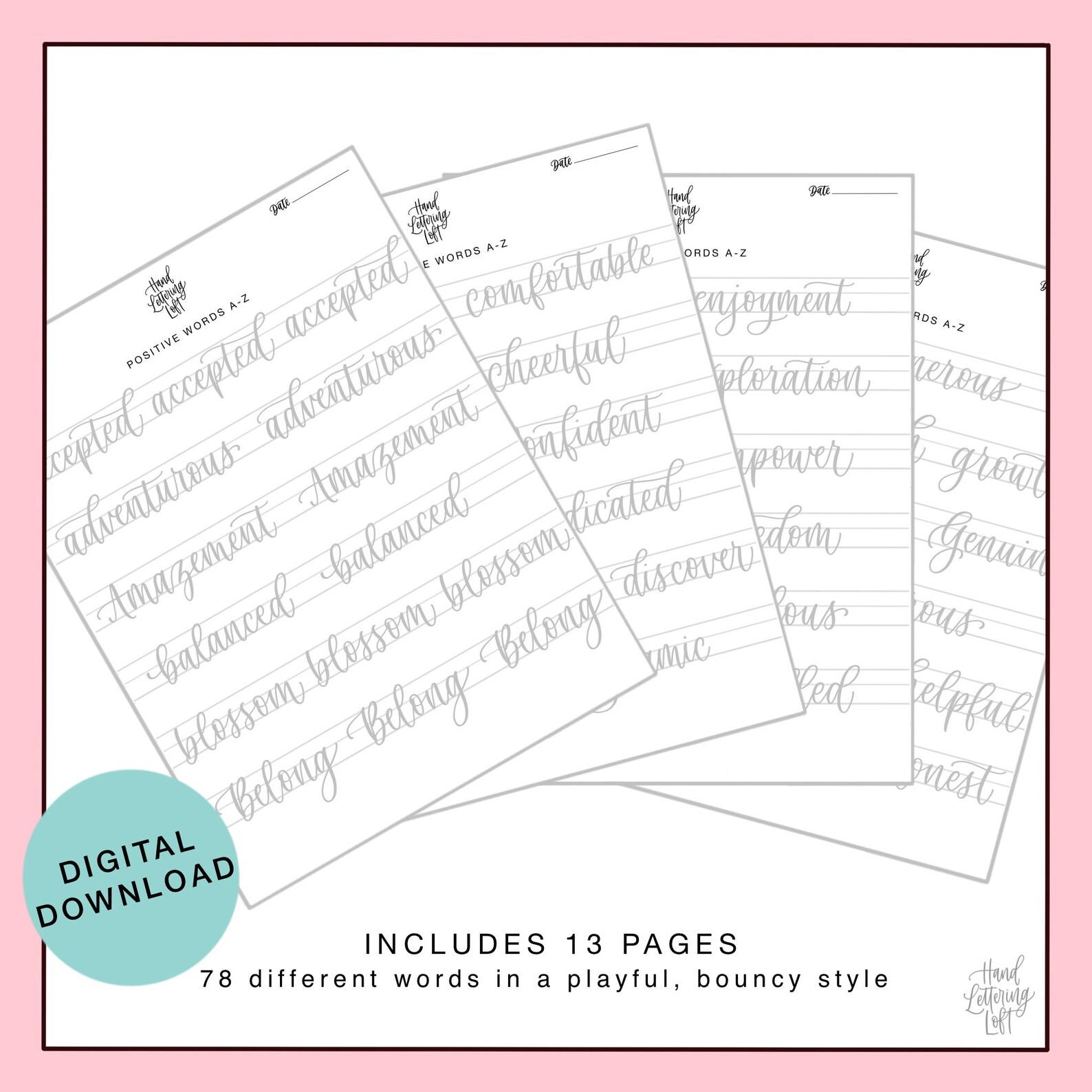 Playful Bounce Lettering Practice Sheets Digital Download | Etsy