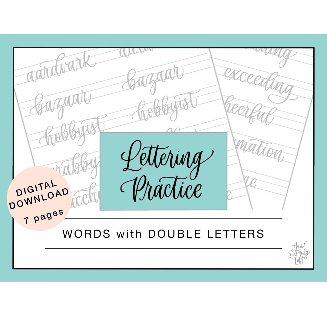 Double Letters, Words Playful Bounce Lettering Practice Sheets Digital ...