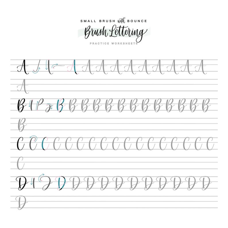 Small Brush Bouncy Lettering Intro to Lettering Practice | Etsy