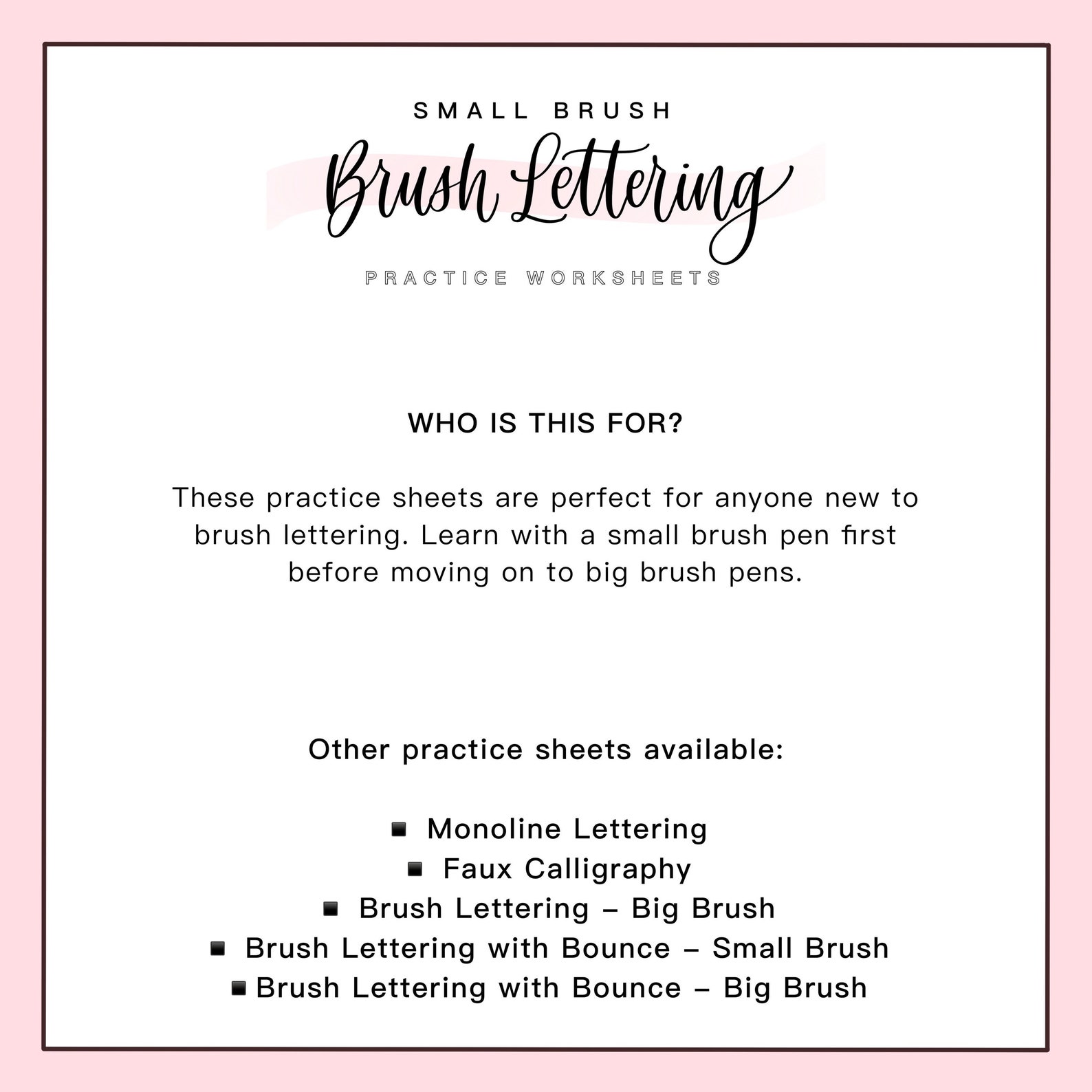 Brush Lettering Practice for Beginners, Small Brush Pen, Intro Practice ...