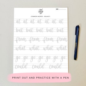 Bounce Common Words Lettering Practice Sheets Digital Download, Bounce ...