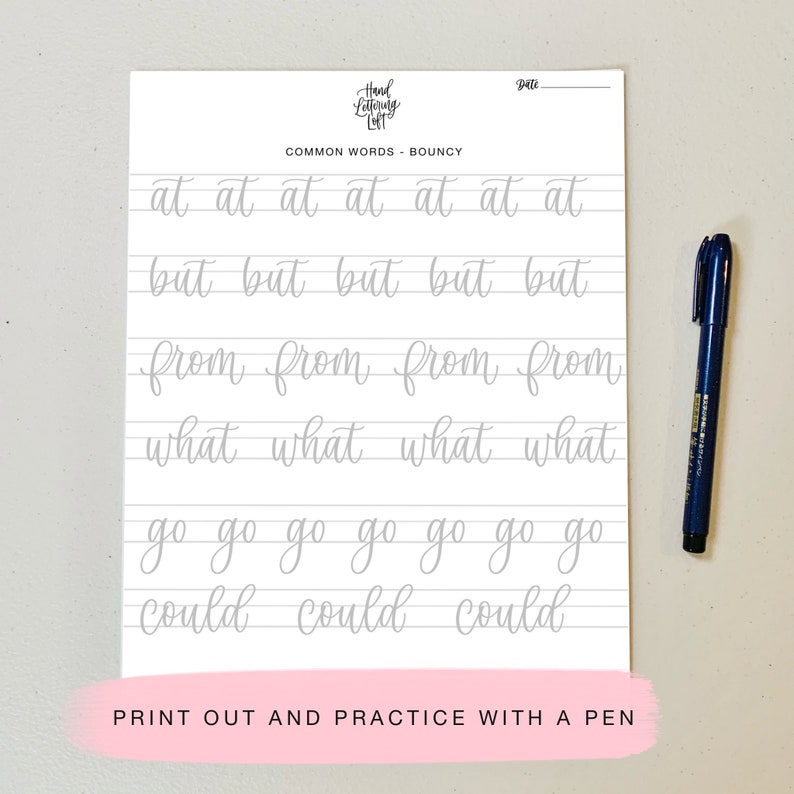 Bounce Common Words Lettering Practice Sheets Digital - Etsy