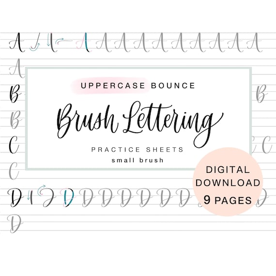 Uppercase Bounce Brush Lettering Small Brush Pen Capitals Lettering Practice Sheets Digital Download Worksheets Procreate or Printable Etsy UK