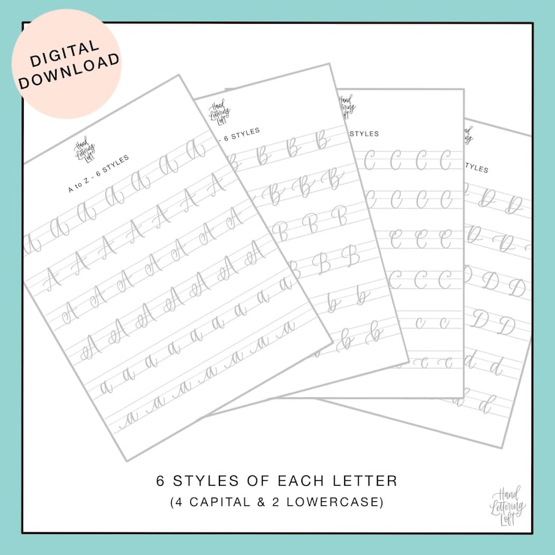 Alphabet Lettering Practice Sheets, Digital Download, Modern ...