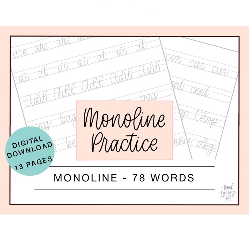 Monoline Words Practice for Beginners, Intro to Lettering Practice ...
