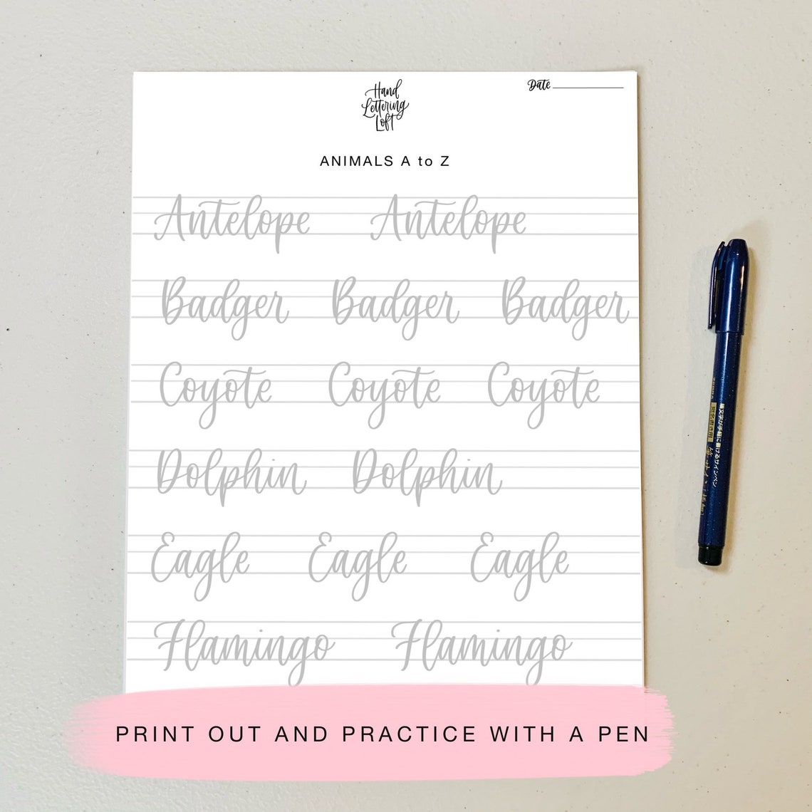 Bounce Lettering Practice Sheets Digital Download Learn - Etsy