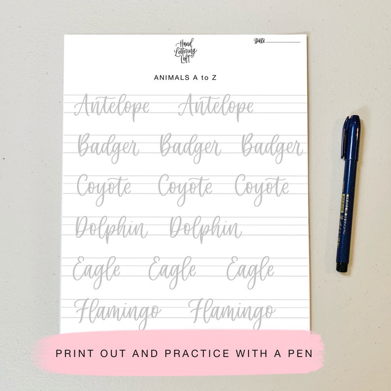 Bounce Lettering Practice Sheets Digital Download Learn - Etsy