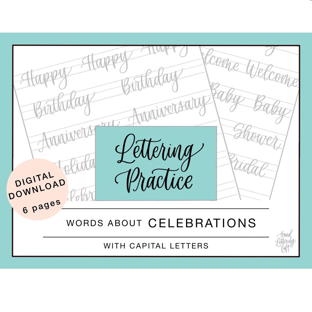 Bounce Lettering Practice Sheets Digital Download, Modern Calligraphy ...