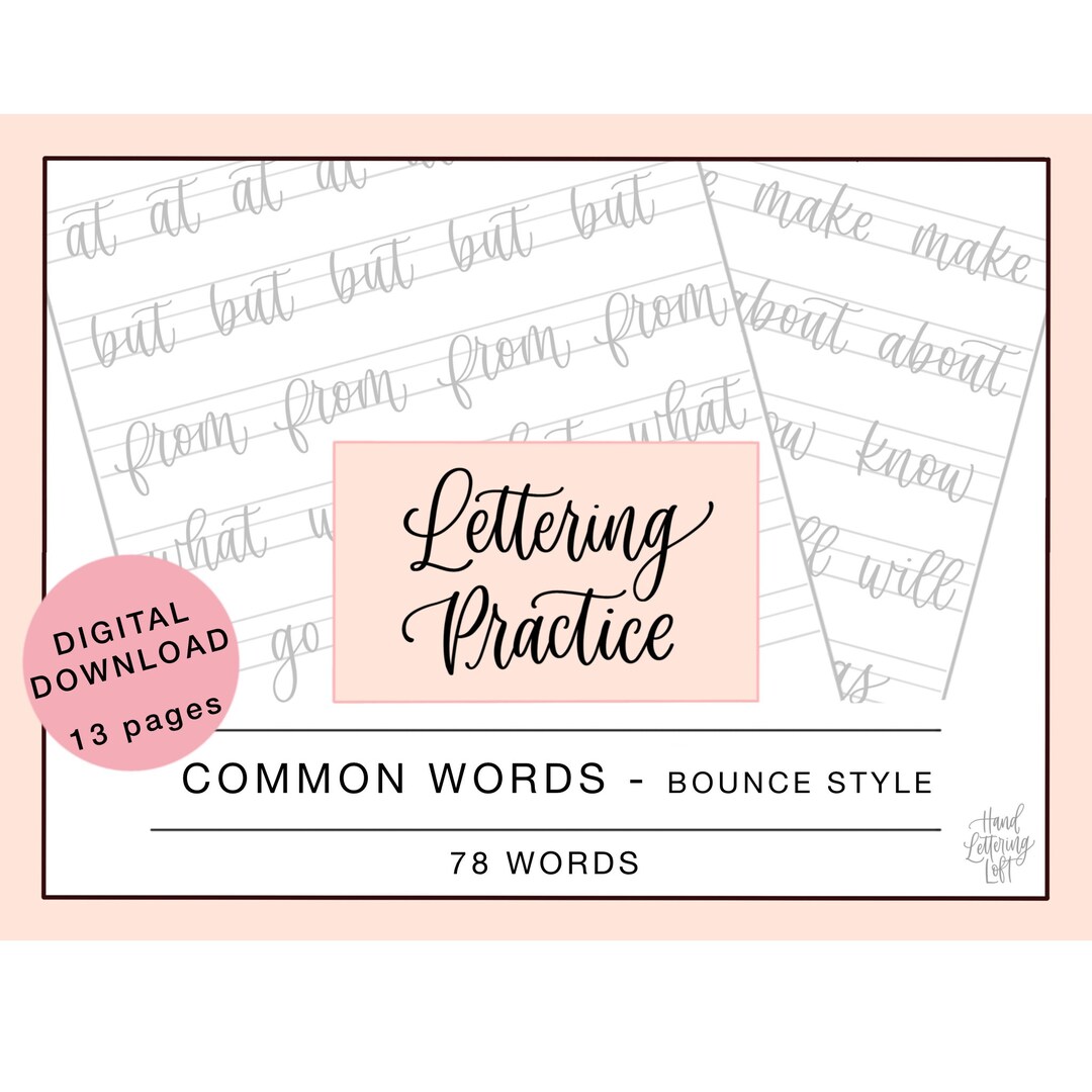 Bounce Common Words Lettering Practice Sheets Digital Download, Bounce ...