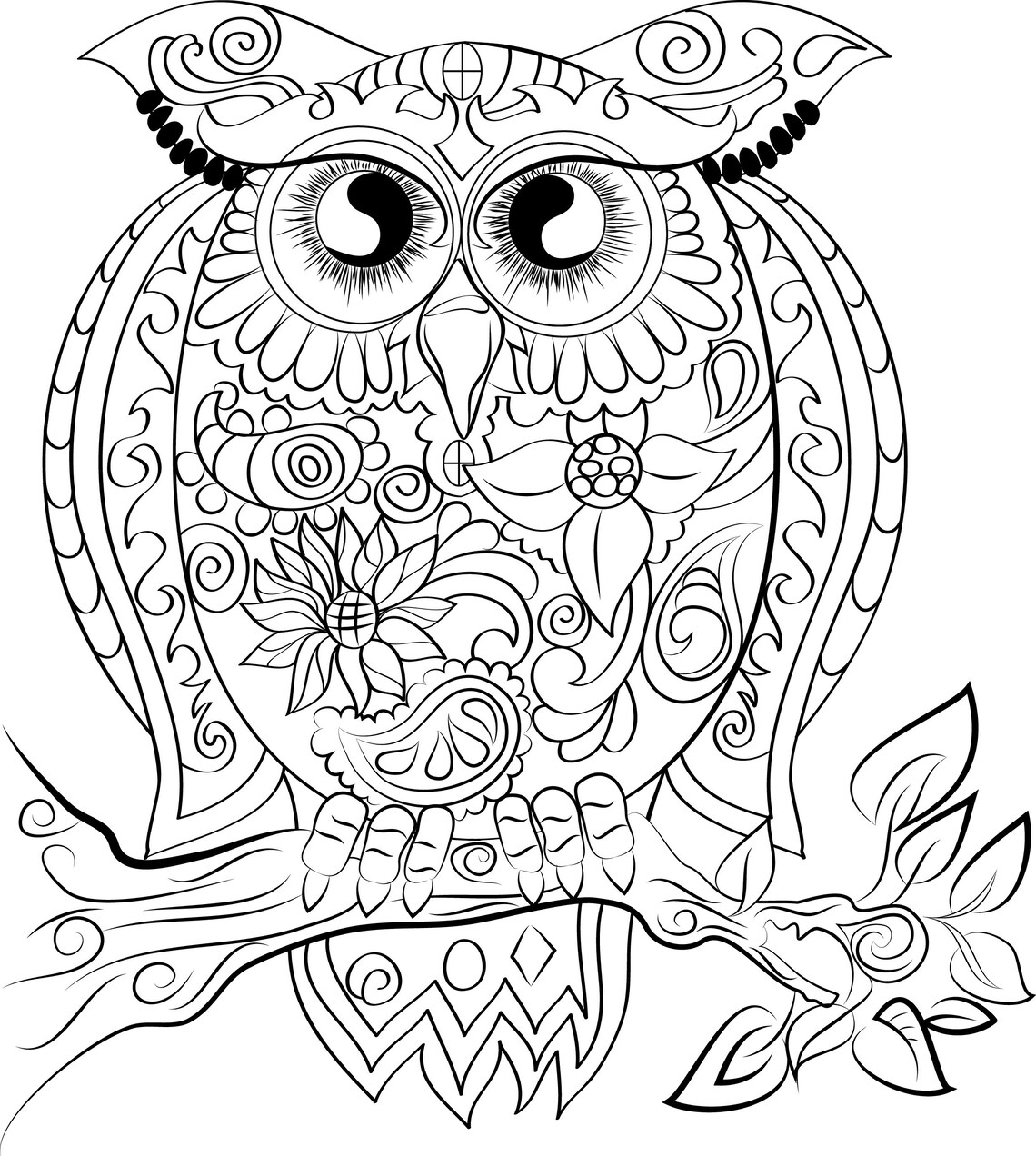 Owld Adult Coloring Digital Download To Print And Color Etsy Canada