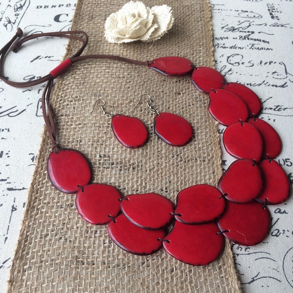 Red Statement Necklace - Etsy