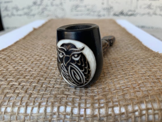 Owl Smoking Pipe Hand Carved Wooden Smoking Bowl Gifts for | Etsy