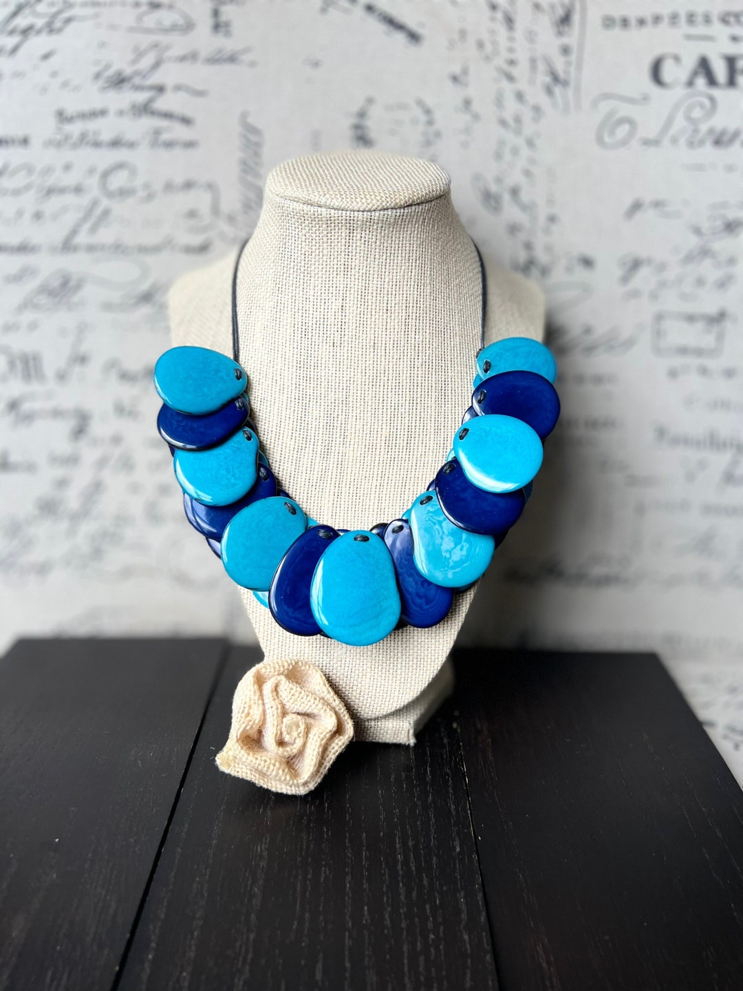 Turquoise Blue Bib Tagua Necklace Winter Fashion Trends Beach - Etsy