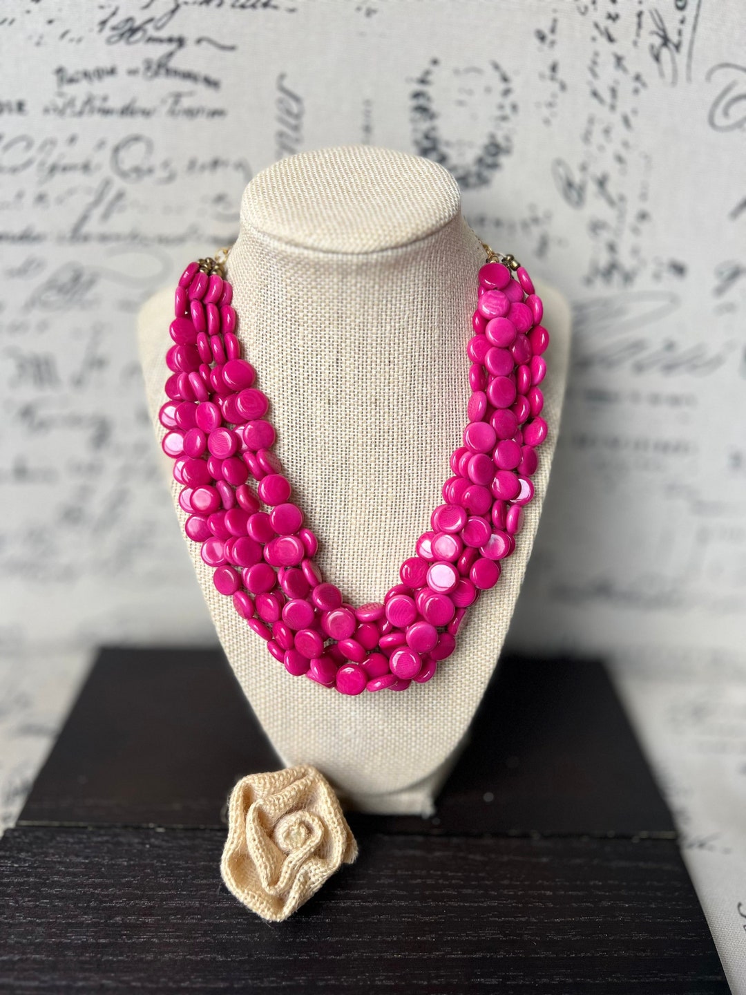 Hot Pink Necklace Big Bold Chunky Necklace Tagua Jewelry - Etsy