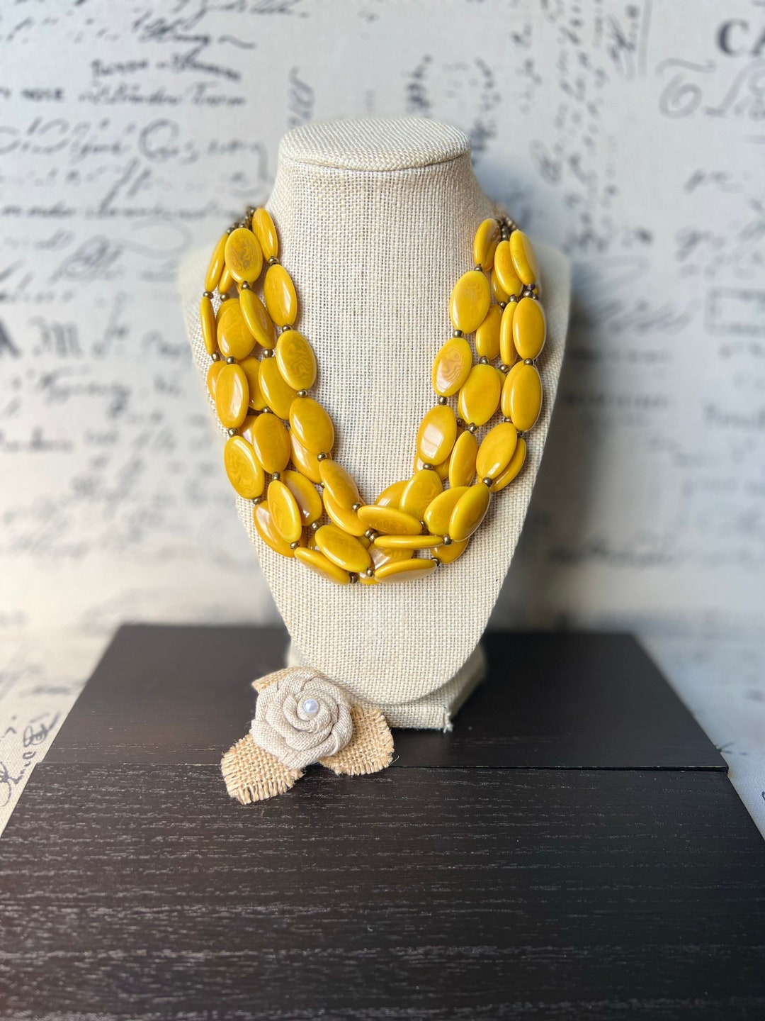 Handmade Yellow Tagua Necklace, Statement Bib Necklace - Etsy