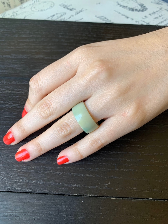 Sage Green Band Ring 10 Mm Thick Ring Anniversary Gift Tagua - Etsy