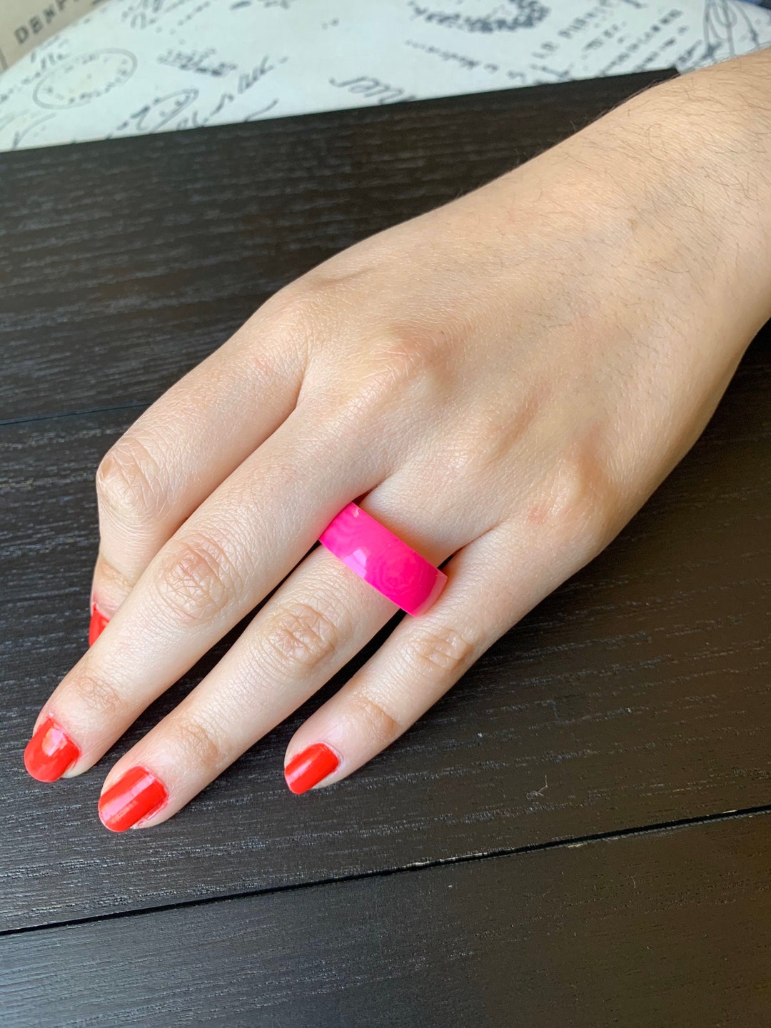 Handmade Hot Pink Tagua Nut Band Ring (10mm), Artisan Made - Etsy