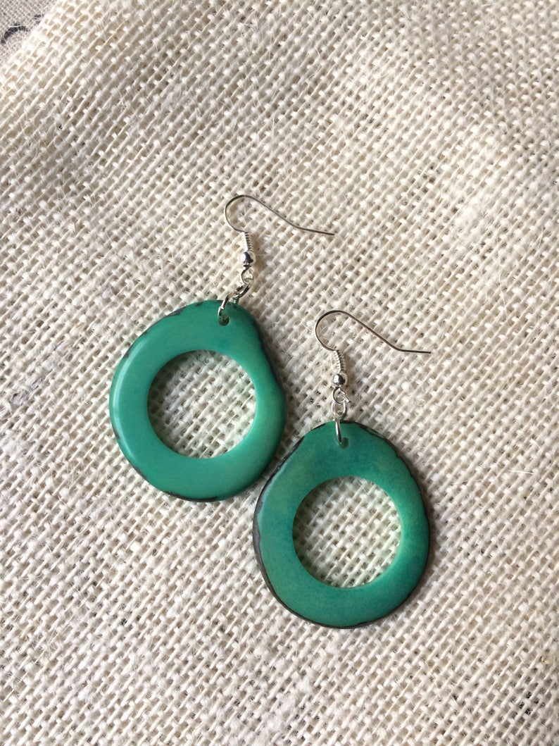 Mint Green Tagua Nut Earrings, Lightweight Dangle Earrings ...