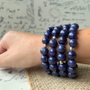 Dark Purple Statement Bracelet Wire Wrap Adjustable Bangle Acai Seeds ...