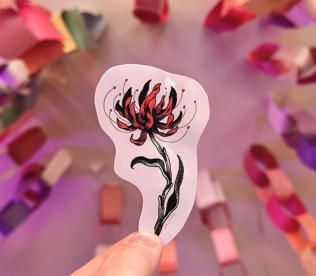 Spider Lily Inspired Floral Art Sticker - Etsy