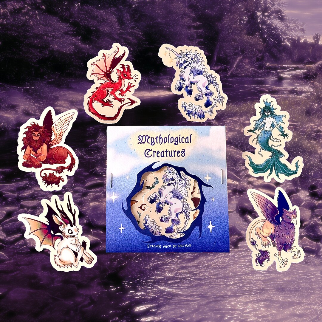 Mythological Creatures Sticker Pack | Unicorn, Dragon, Sphinx, Mermaid ...