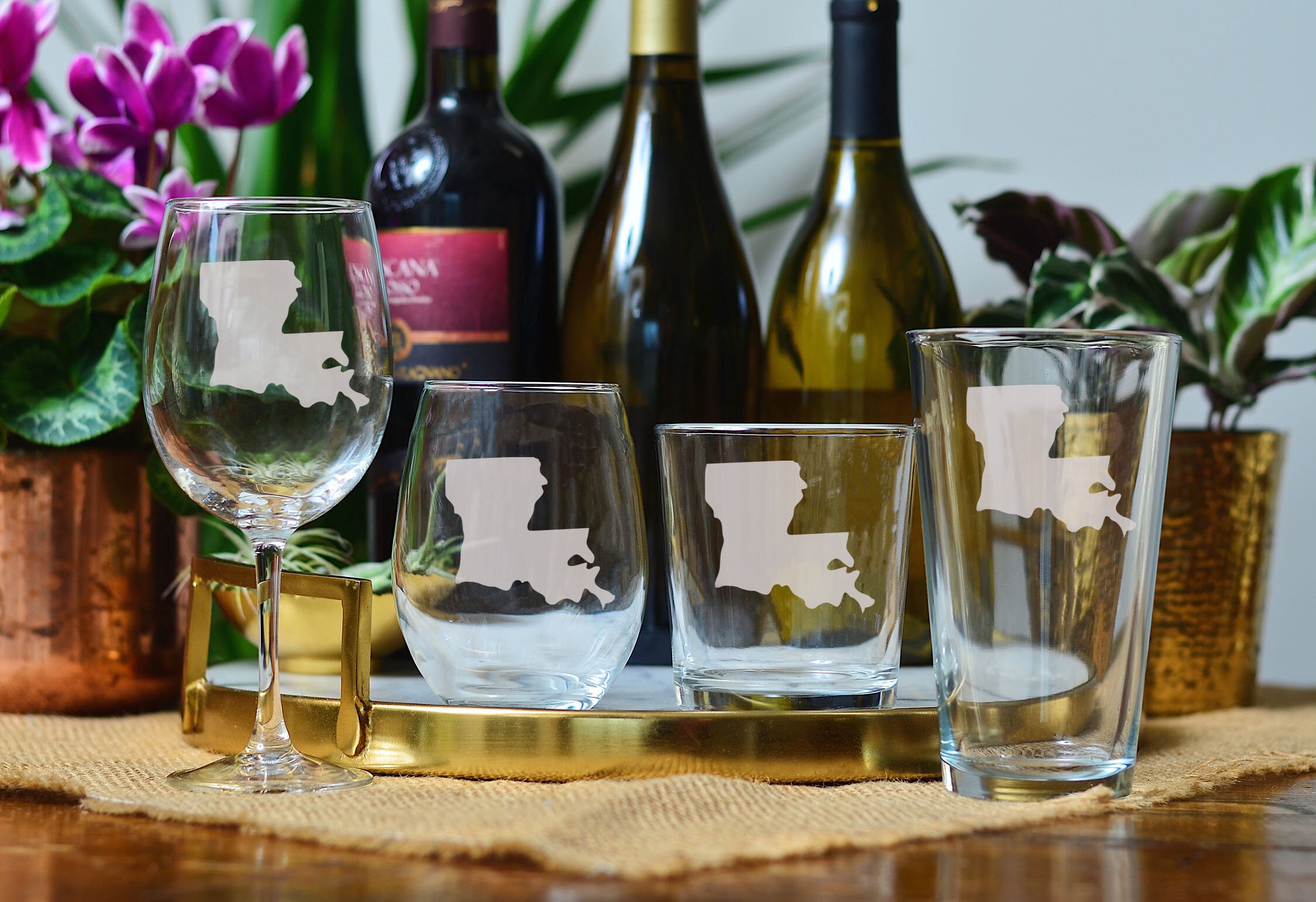 State of Louisianna Barware; LSU Tiger Glassware; New Orleans Glasses ...