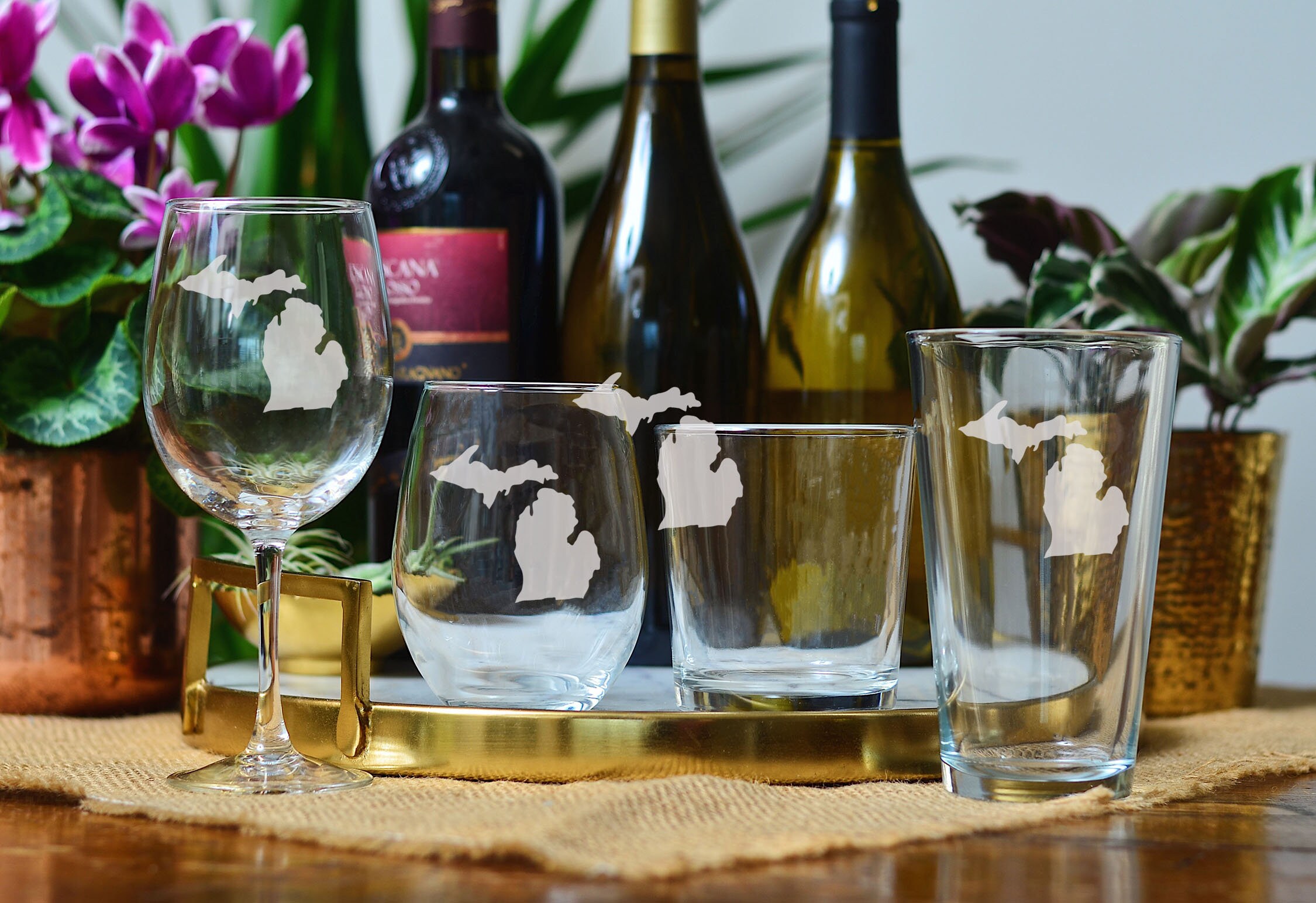 State of Michigan Glassware University of Michigan Barware Michigan ...