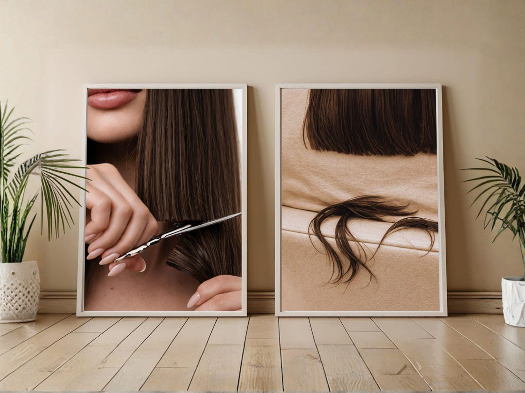 Salon Wall Art Printable Set of 2: Blunt Straight Haircut, Hairstylist ...