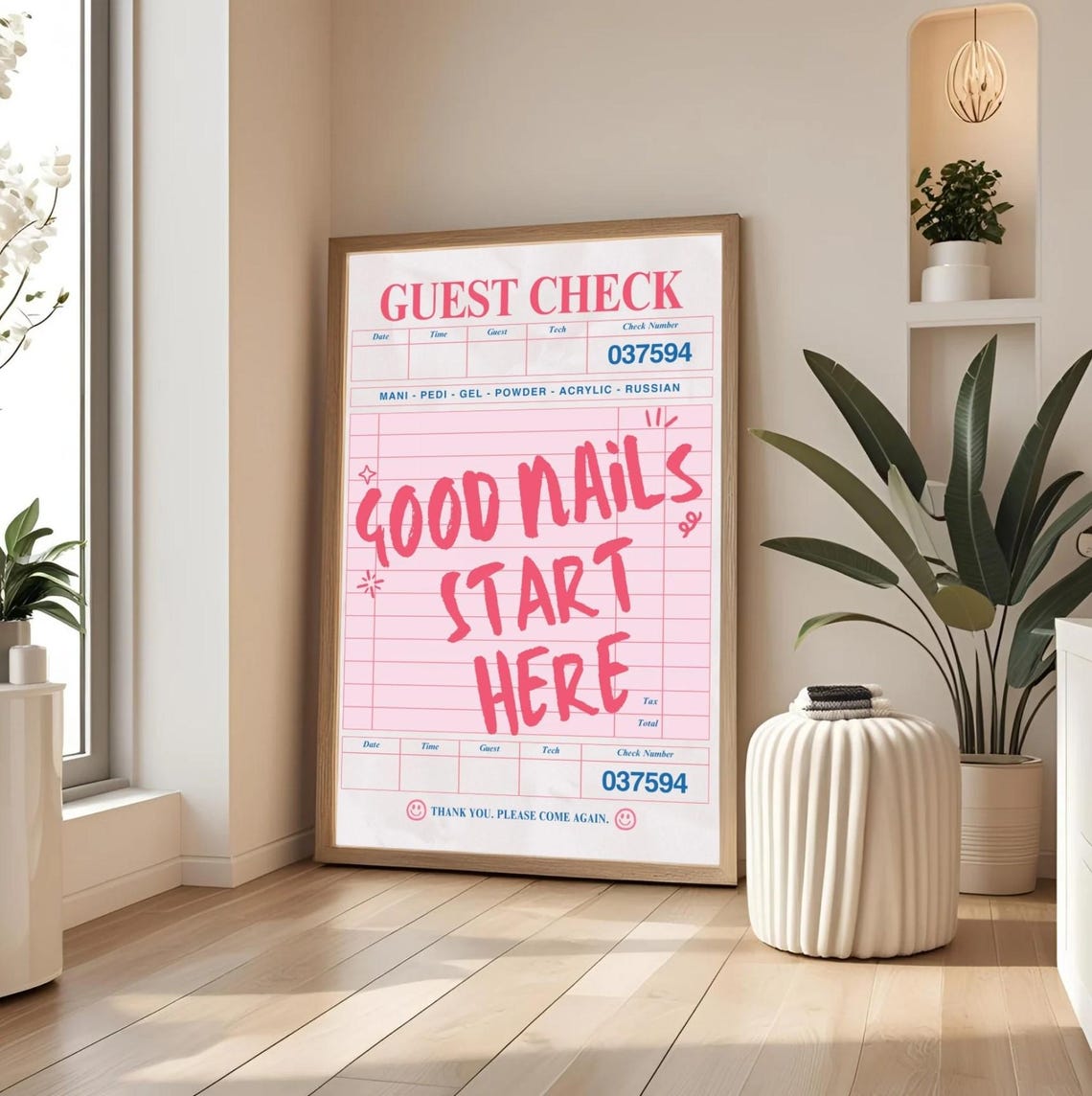 Nail Tech Decor | Nail Salon Sign | Good Nails Start Here Guest Check ...