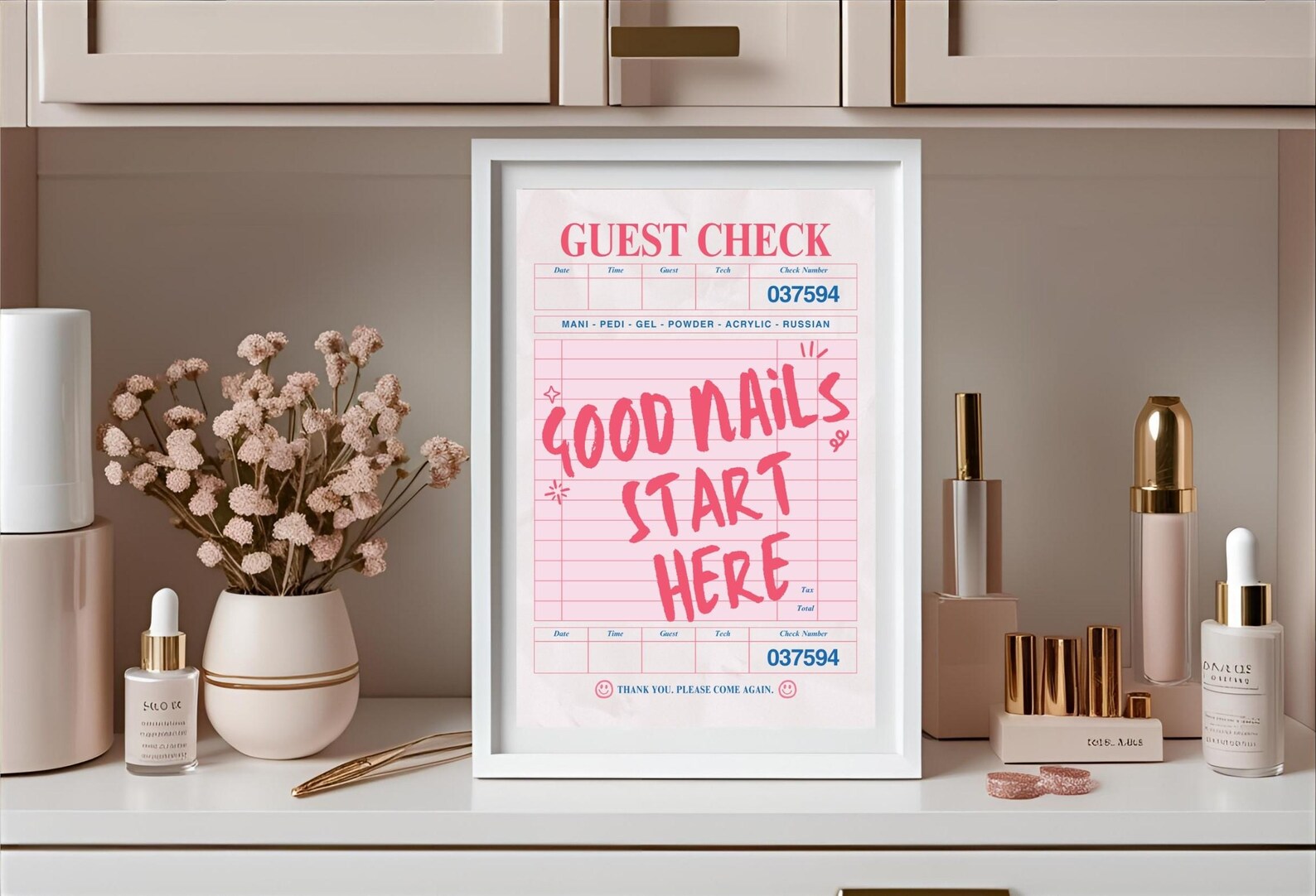 Nail Tech Decor | Nail Salon Sign | Good Nails Start Here Guest Check ...