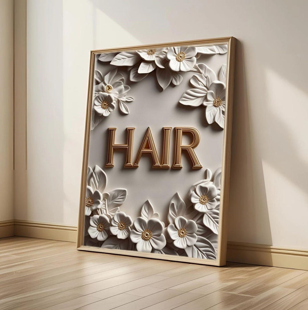Premium HAIR Printable | Hair Stylist Gift | Floral Beauty Salon Decor ...
