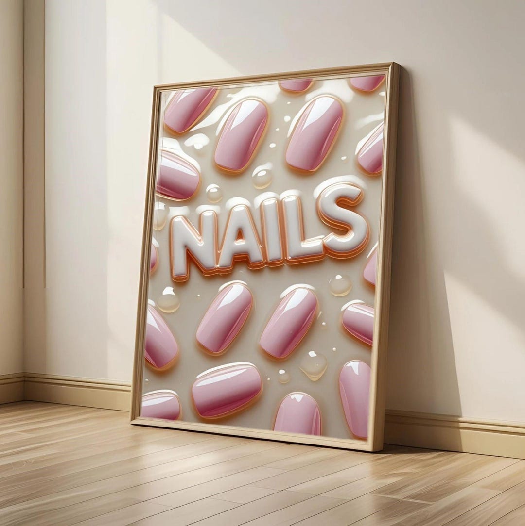 Pink Nails Poster: Printable Wall Art for Nail Techs, Beauty Rooms, and ...