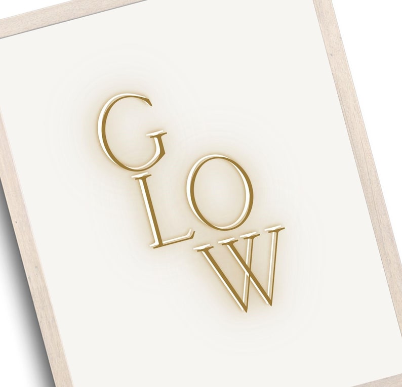 Glow Printable Wall Art: Minimalist Typography Vanity and Beauty Room ...