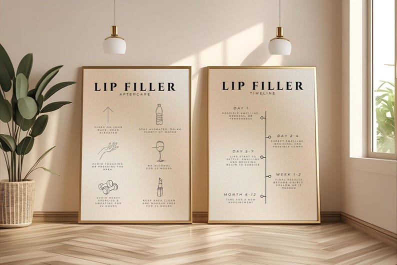 Lip Filler Aftercare & Timeline Posters: Printable Med Spa and Injector ...