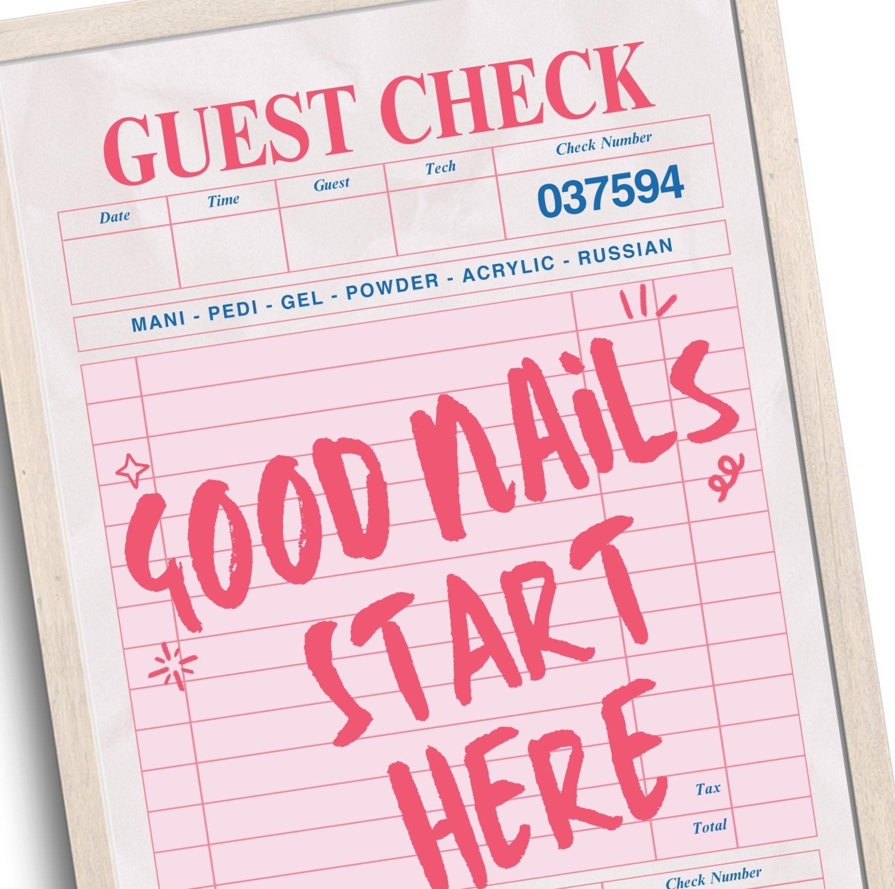 Nail Tech Decor | Nail Salon Sign | Good Nails Start Here Guest Check ...