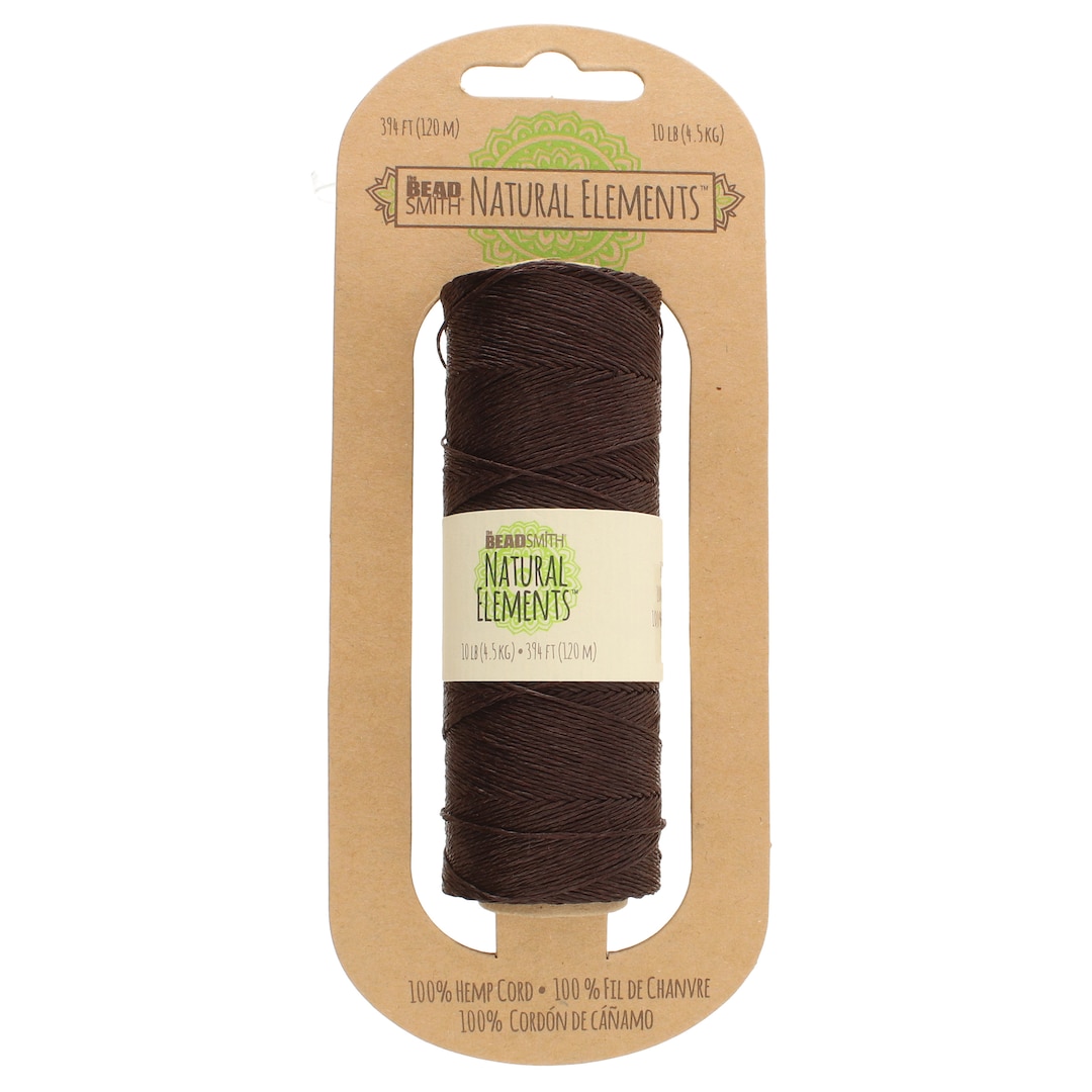 The Beadsmith 100% Hemp Cord– Brown Color– 394ft. Spool, 10LB Test ...