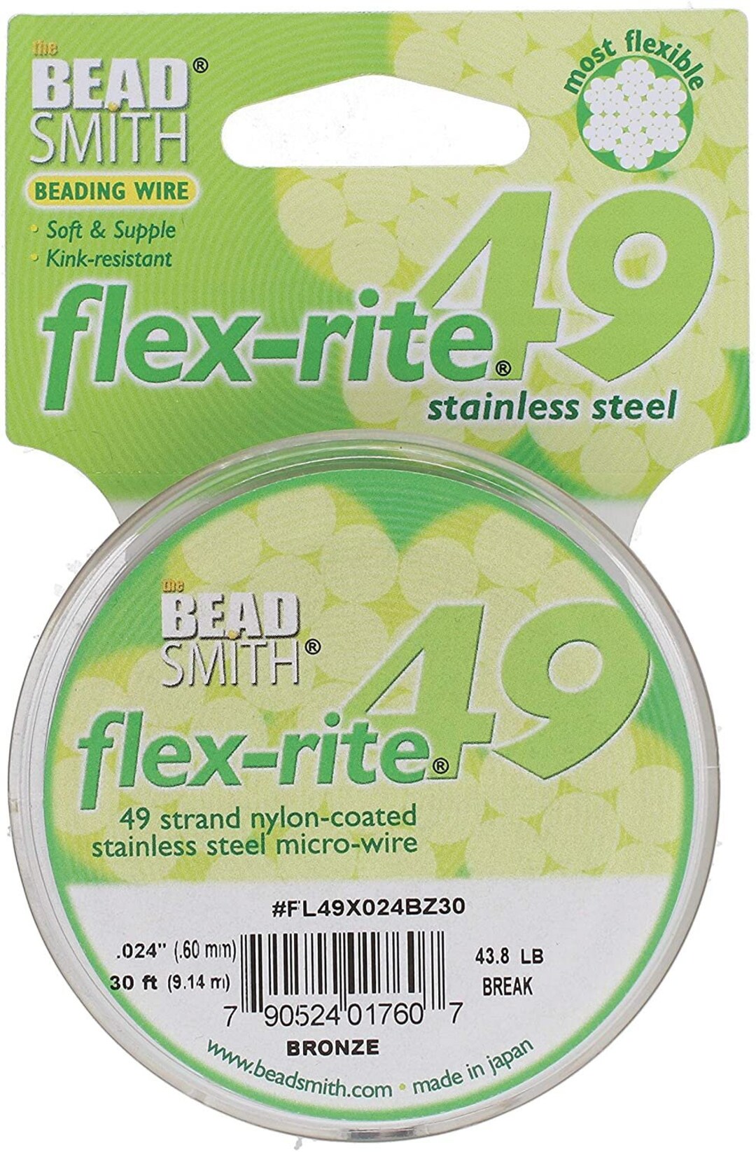 The Beadsmith Flex-rite 49 Strand Nylon Coated, Stainless-steel Beading ...