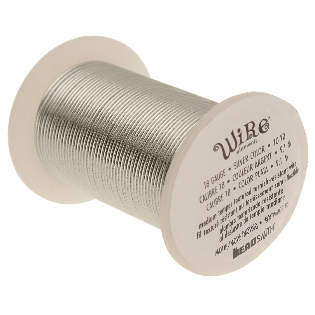 The Beadsmith Textured Motif Wire Wire Elements Silver Color, 18-gauge ...