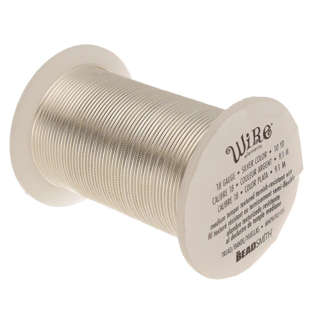 The Beadsmith Textured Tread Wire Wire Elements Silver Color, 18-gauge ...