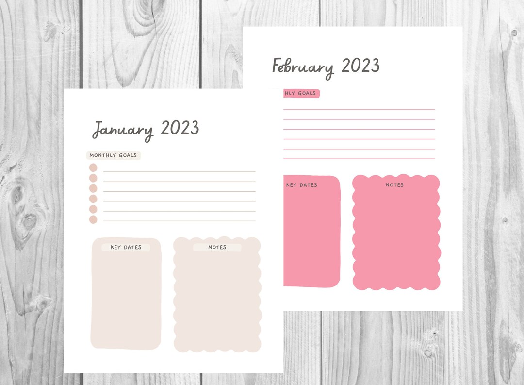 2023 Monthly Planner, Printable Monthly Goals Planner, Digital Download ...