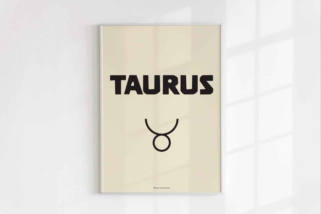 Taurus Poster Print | Custom Star Sign Zodiac Retro Modern Minimal Wall ...