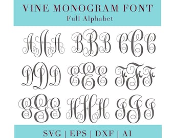 Vine monogram font | Etsy