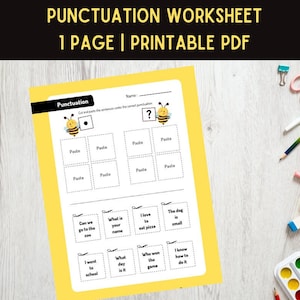 Punctuation Worksheet: Cut & Paste Activity (PDF) - Etsy