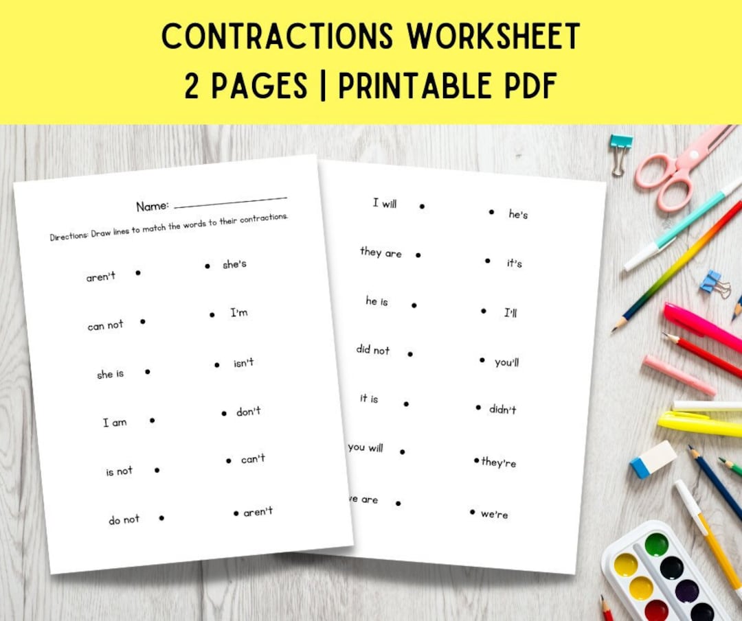 Contractions Worksheet 1st Grade