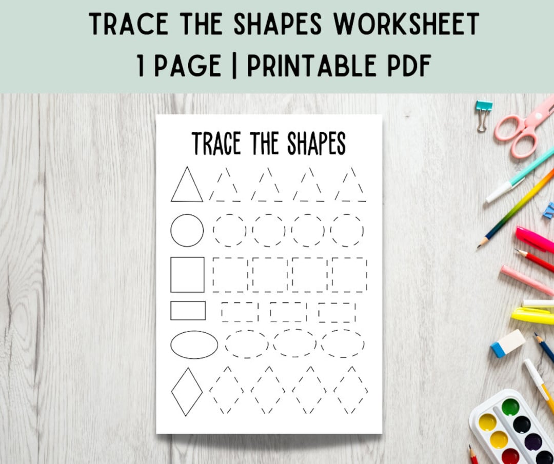 Preschool Shapes - Trace the Shapes- Pre-k Curriculum Worksheets ...