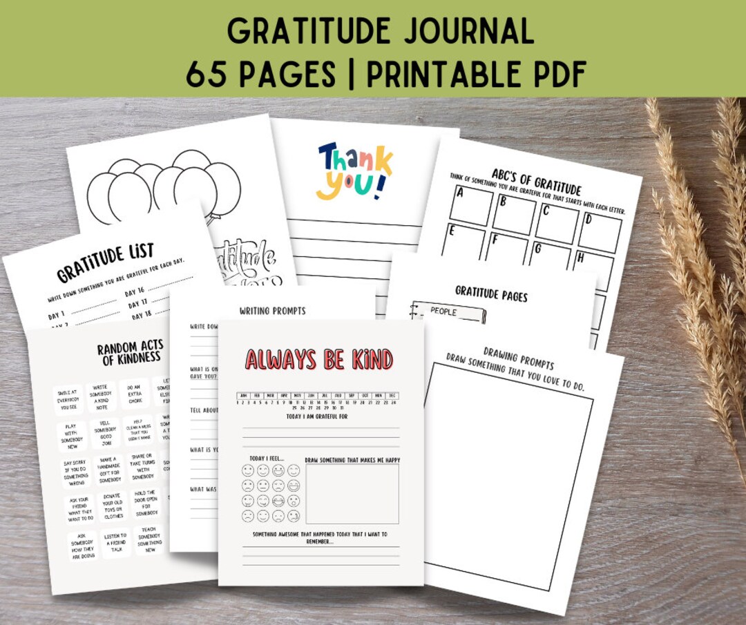 Gratitude Journal for Kids: Daily Happiness, Kindness Prompts (PDF) - Etsy