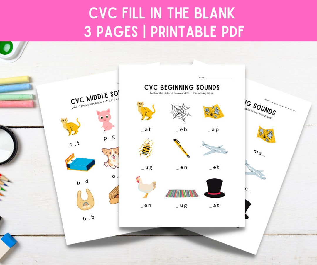 Kindergarten Curriculum - CVC Words - Fill in the Blank - Phonics ...